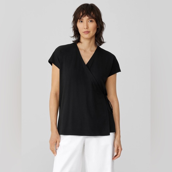 Eileen Fisher | Tops | Eileen Fisher Black Quiet Luxury Fine Jersey ...